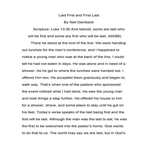 Last First and First Last By Neil Dembeck | PDF