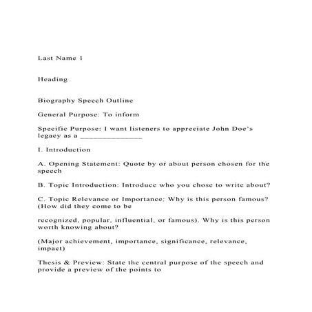 Last Name 1 Heading Biography Speech Outline .docx