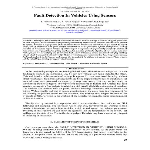 Fault Detection In Vehicles Using Sensors Pdf Computing Technology And Computing