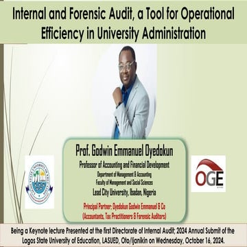 LASUED Internal and Forensic Audit, a Tool for Operational Efficiency ...
