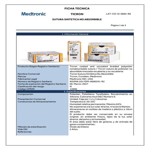 Suturas Ticron | PDF