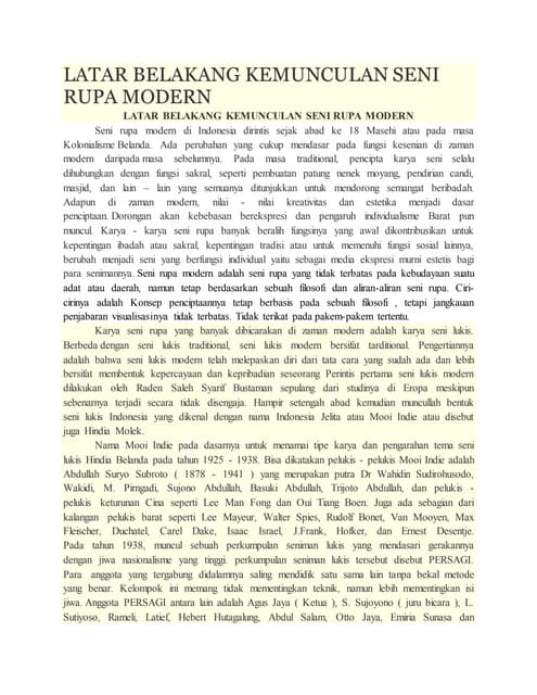 PPT Sejarah Seni Rupa Nusantara Pada Era PERSAGI | PDF