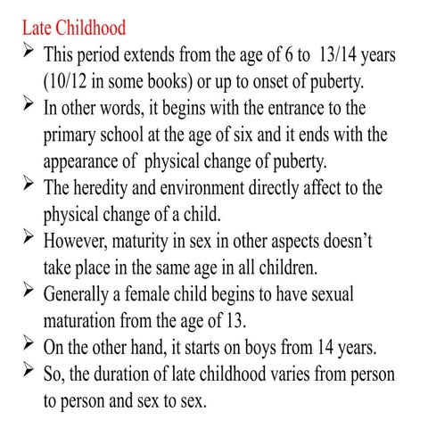 Late Childhood | PPTX