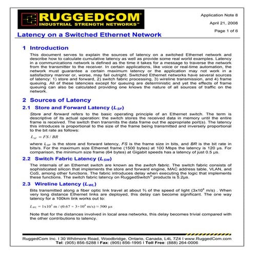 Latency on a_switched_ethernet_network | PDF | Computer Networking | Computing