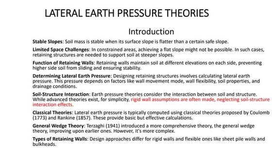 Lateral earth pressure | PPTX | Geology | Science