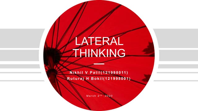 Lateral Thinking Ppt