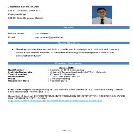 Latest cv jonathan | PDF