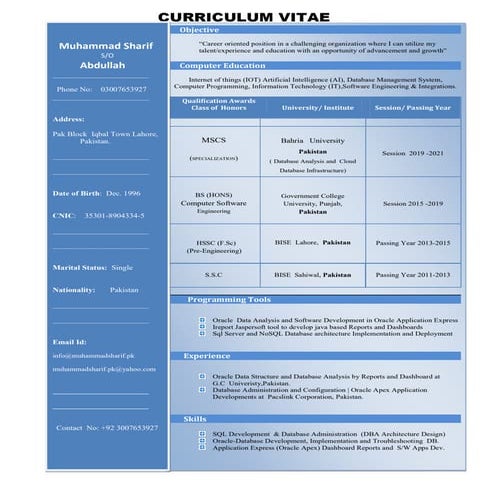 muhammadsharifpkcv | Oracle-database | PDF