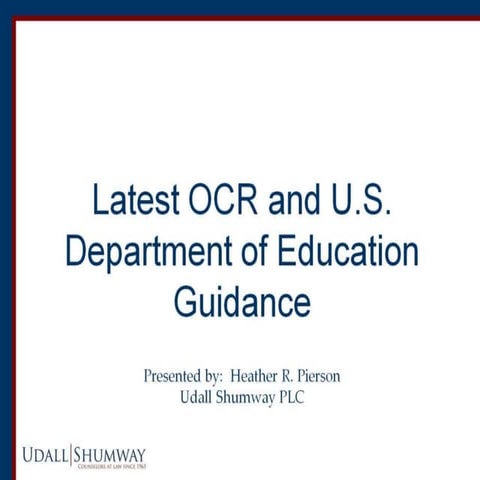 Latest ocr and u.s. department of education guidance 2014 | PPTX