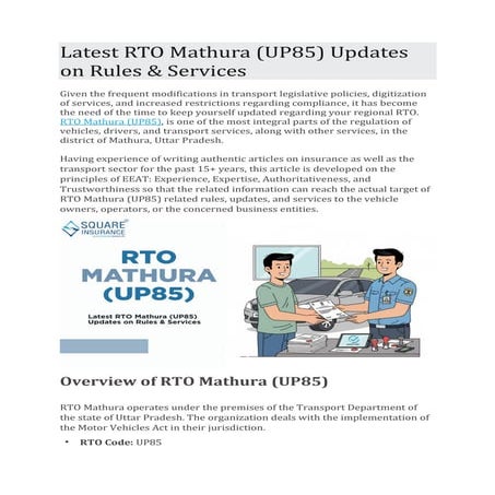 Latest RTO Mathura (UP85) Updates on Rules & Services.pdf