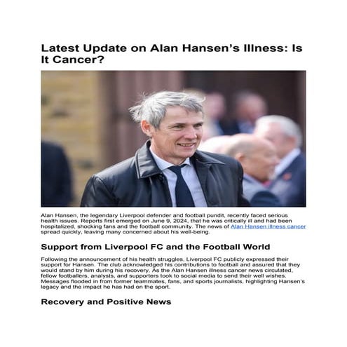 Alan Hansen Illness Rumors: Latest Health Update | DOCX