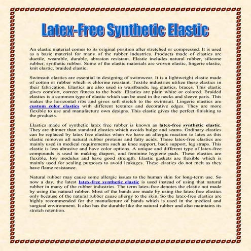 Latex free synthetic elastic | PDF