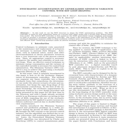 Stochastic augmentation by generalized minimum variance control with rst loop shaping | PDF