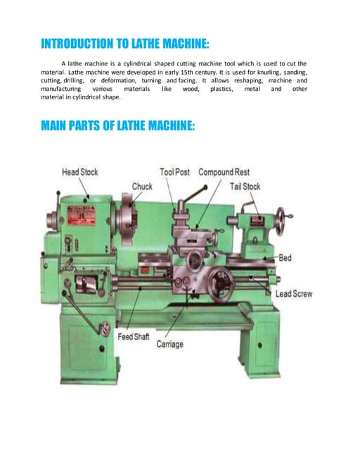 Principle Parts of a Lathe | PPTX | Woodworking | Arts and Crafts