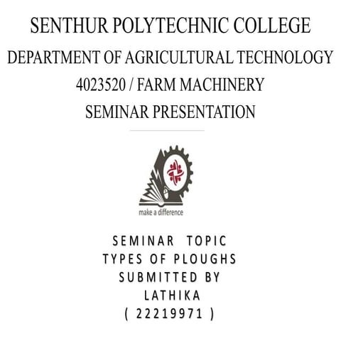 Type of plough | PPTX | Agriculture | Industries