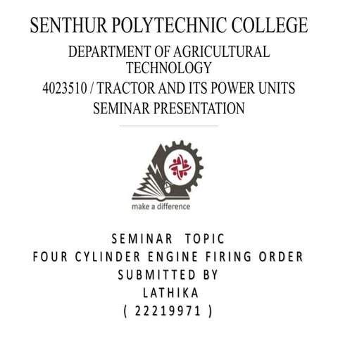 Four cylinder engine in firing order | PPTX