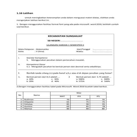 Latihan ms. word | PDF