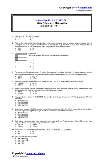 Latihan soal Matematika UN 2013 Paket 6 | DOCX