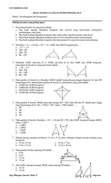 Soal uas matematika kelas 2 sd semester 2 dan kunci jawaban | PDF