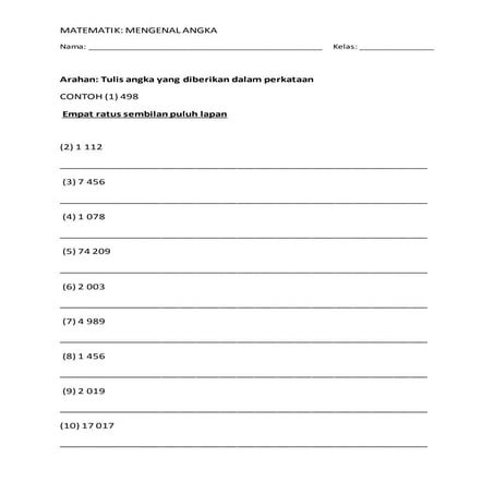 Latihan 1 Matematik Ting 1 Pendidikan Khas | PDF