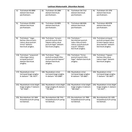Latihan 3 Matematik Ting 1 Pendidikan Khas | PDF