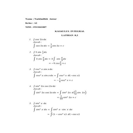 Latihan 8.3 Thomas (Kalkulus Integral) | PDF