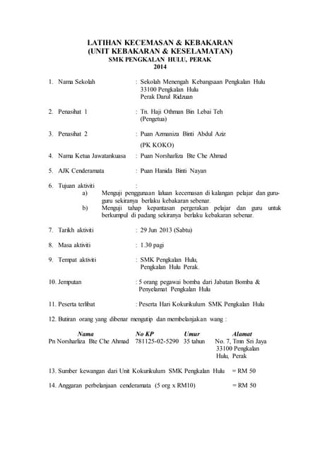 Surat jemputan ceramah keselamatan kepada bomba