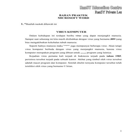 Latihan praktek ms. word | DOC