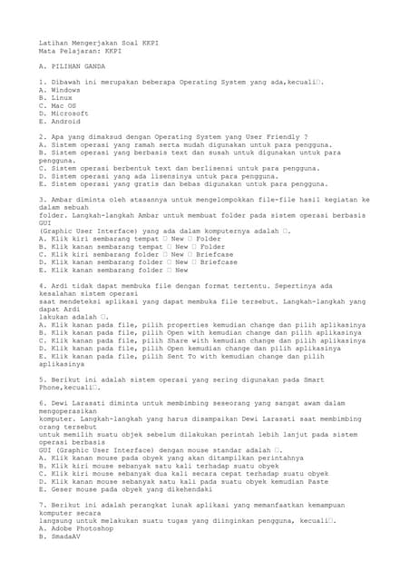 Soal lathan usp tik 9 | PDF