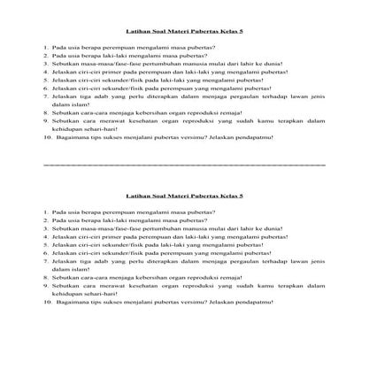 Latihan Soal Materi Pubertas Kelas 5.docx
