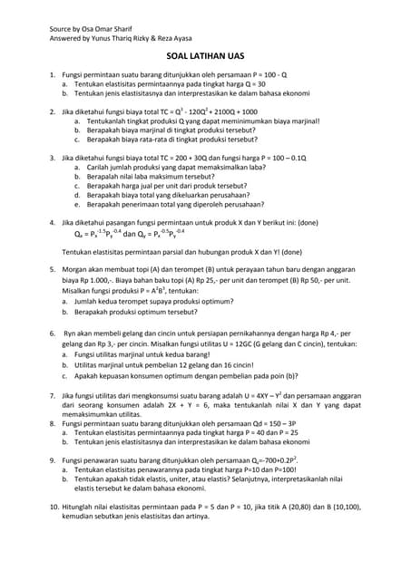 Matematika ekonomi (Keuntungan Maksimum) | DOCX