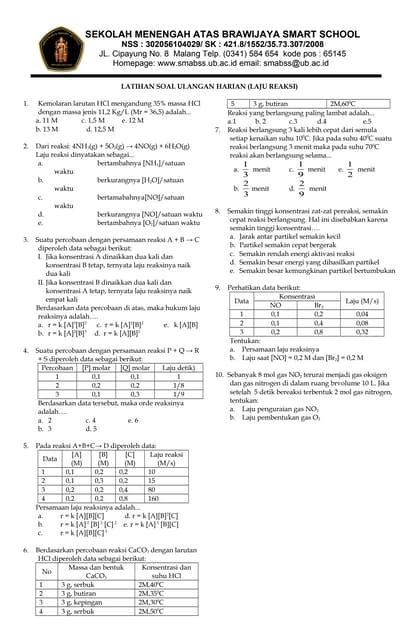 Latihan soal stoikiometri | DOC