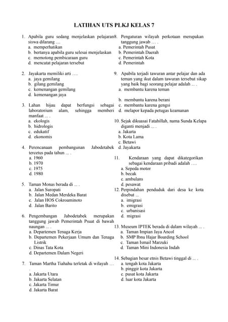 Latihan ukk plkj kelas 8 | PDF