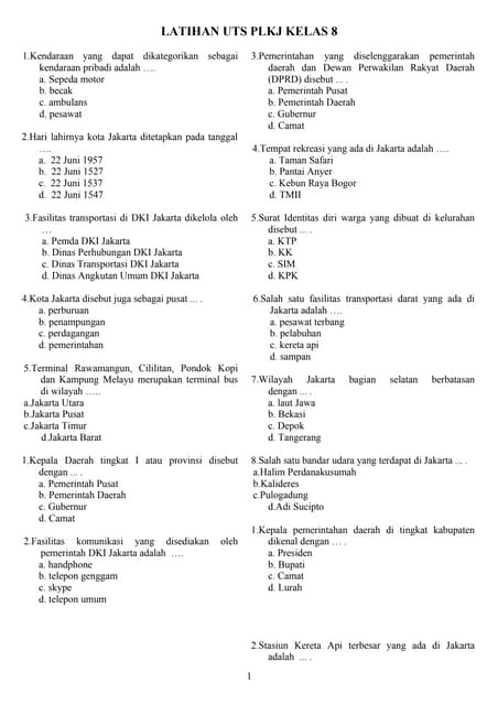 Latihan ukk plkj kelas 8 | PDF