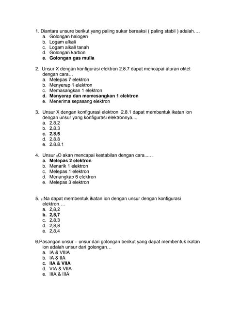 SOAL LATIHAN PENILAIAN AKHIR SEMESTER (PAS) KIMIA KELAS X | PDF