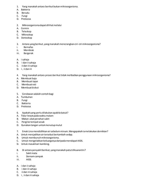 Soalan latihan unit 1 : Mikroorganisma | DOC