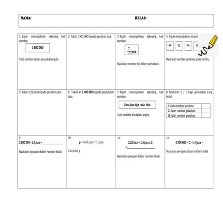 Matematik Tahun 6 2024 Tajuk: Nombor hingga 1 000 000. Soalan tukar ...