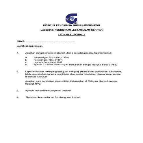 Latihan tutorial 1 | DOCX