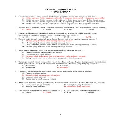 Latihan ujikom asesor paket 2 | DOCX