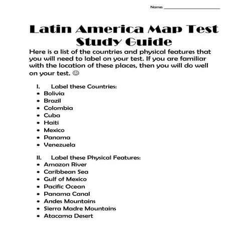 Latin america-map-test-study-guide | PDF
