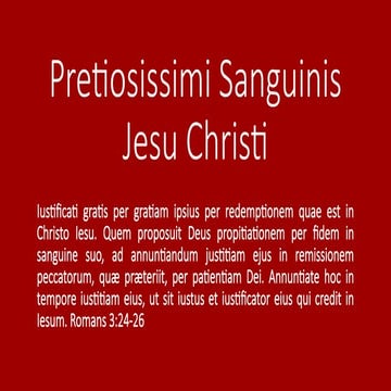 Latin - The Precious Blood of Jesus Christ (Pretiosissimi Sanguinis ...
