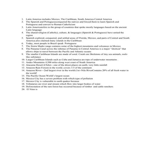 Latin america quiz key | PDF