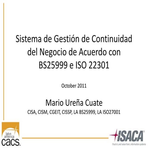 Latin CACS 133 Mario Ureña - Sistema de Gestión de Continuidad del ...