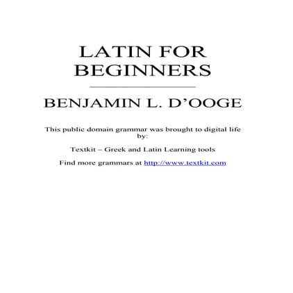 Latin for beginners | PDF