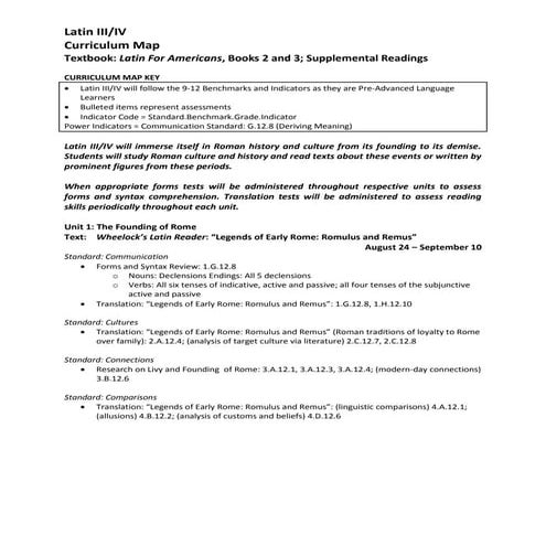 Latin iii and iv curriculum map | PDF