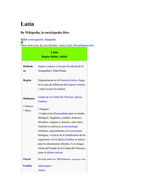 Historia del latín | PPT