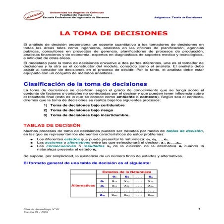 La toma de decisiones | PDF