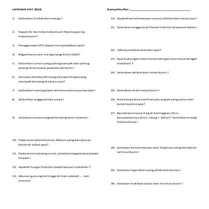 Lat soal pat kls 7 th 2018 | PDF