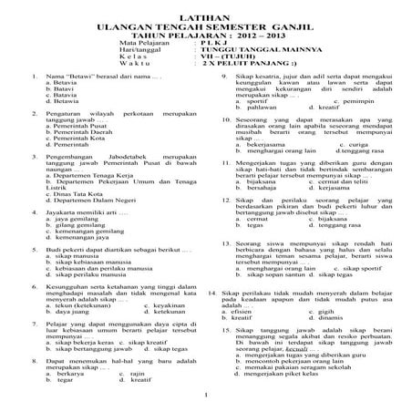 Lat soal uts plkj kelas_7_smt.ganjil_2012-2013 | PDF