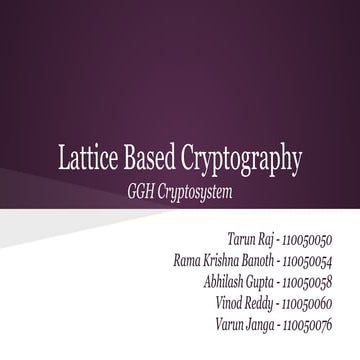 Lattice Based Cryptography Ggh Cryptosystem Ppt